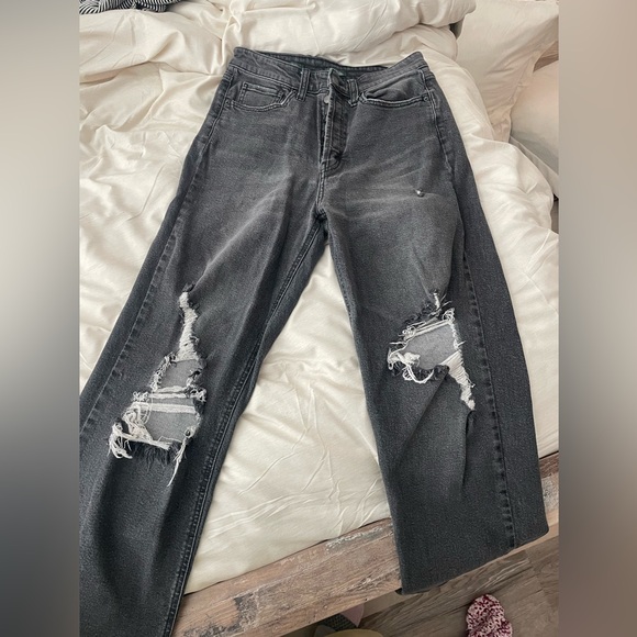 Jeans | Black Boyfriend Jeans With Ripped Knees | Poshmark